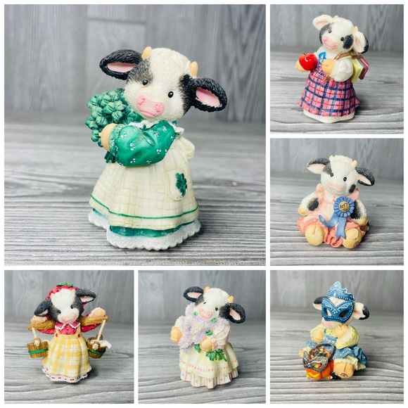 mary’s moo moo | Accents | 6 Marys Moo Moos Cow Statue Figurines ...